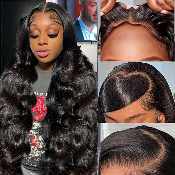 Pre Cut Glueless 8x5 Lace Closure Wig Body Wave QT Virgin Human Hair ...